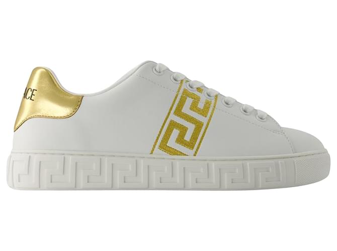 La Greca Sneakers - Versace - Embroidery - White/Gold Leather ref ...