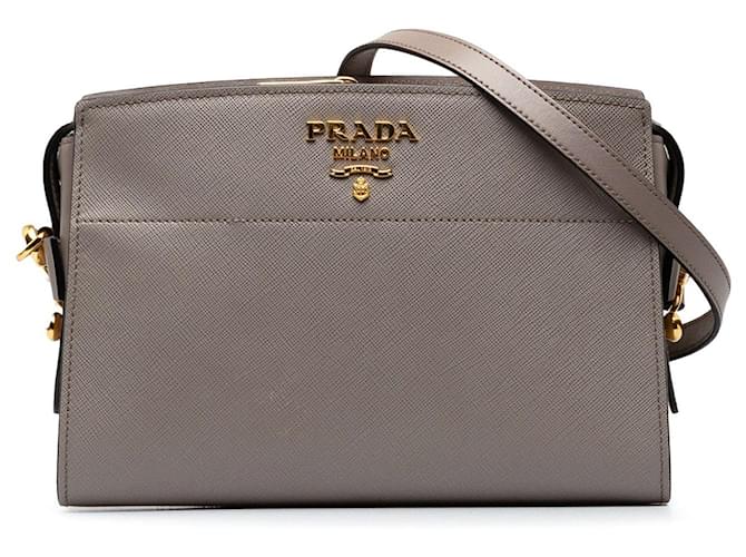 Gray Prada Saffiano and City Calf Esplanade Crossbody Leather ref ...