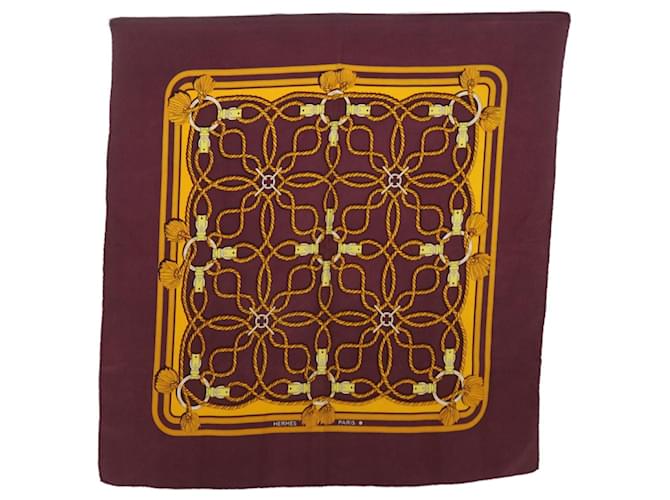 Hermès HERMES CARRE 70 Rope motif Scarf Silk Brown Auth bs12084 ref ...