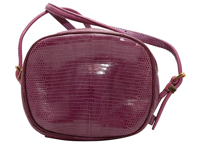 Magenta & Tan The Row Lizard & Leather Mini Twin Two Crossbody Bag ...