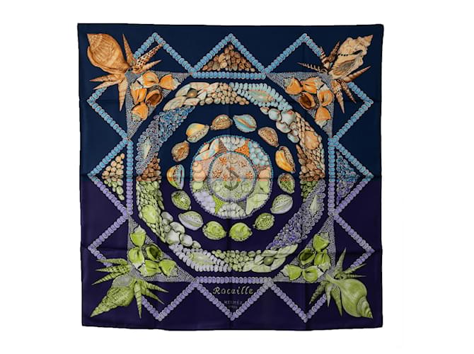 Hermès Blue Rocaille Silk Scarf Cloth ref.1306669 - Joli Closet