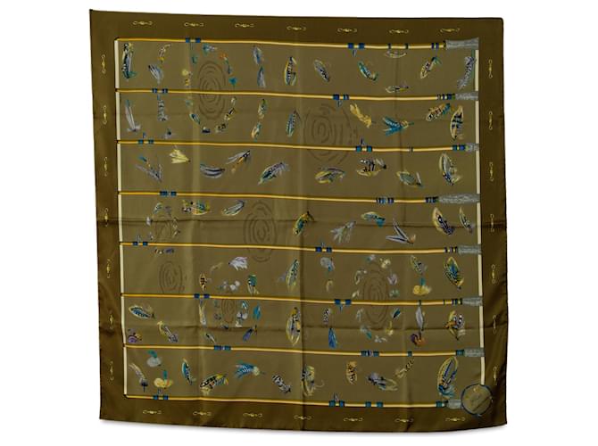 Hermès Brown Flies Silk Scarf Cloth ref.1313716 - Joli Closet