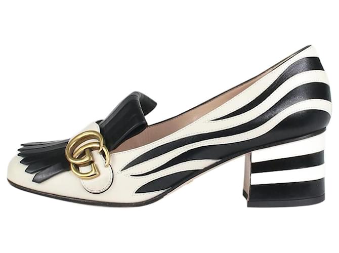 Gucci White and black Marmont GG zebra pumps - size EU 38 Leather ref ...