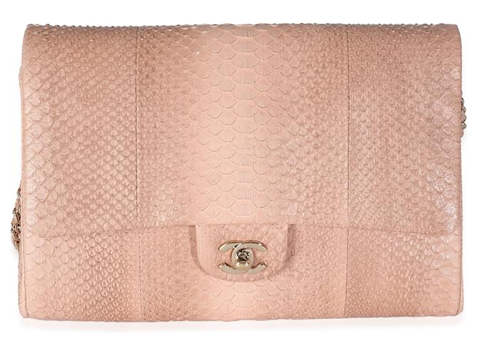 Timeless Chanel Pink Python Classic Flap Clutch With Chain Exotic leather ref.1319349 - Joli Closet