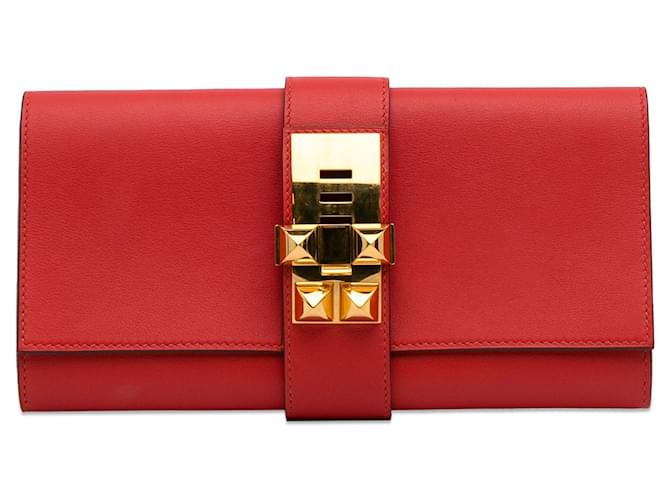 Hermès HERMES PochettesCuir Rouge ref.1326459 - Joli Closet
