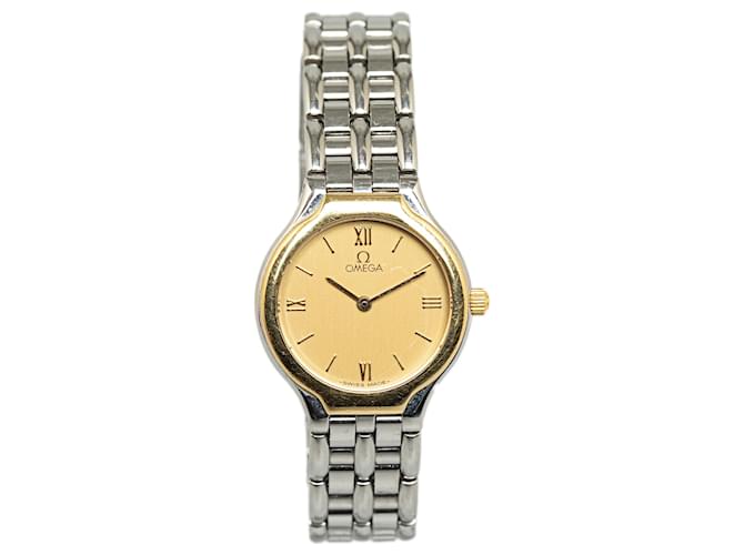 Omega Silver Quartz 18K Yellow Gold and Stainless Steel De Ville Symbol ...