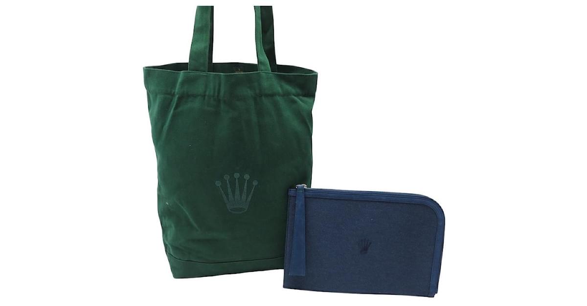 NEW ROLEX WATCHES HAND POUCH CANVAS JEANS + TOTE BAG LOGO CLUTCH TOTE ...
