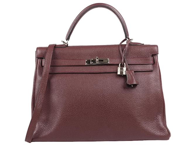 Hermès hermes kelly 35 Taurillon Clemence Prune Silver Metal fittings L ...