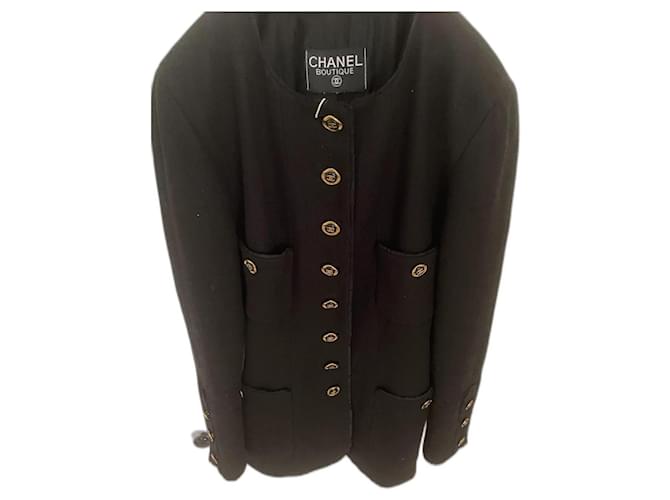 Cambon Chanel Vintage 94 CC button Jacket Black Cotton ref.1335618 ...