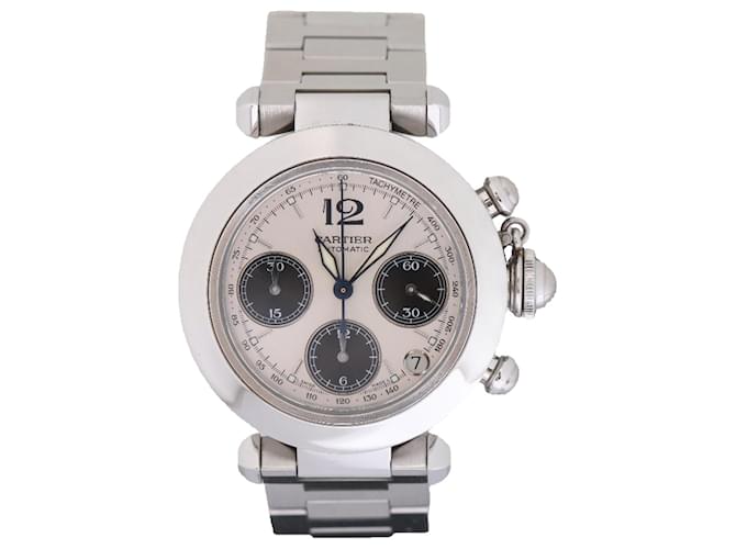 CARTIER Pasha C W31048M7 2412841623UF SS AT Silver-Face Silvery Steel ...