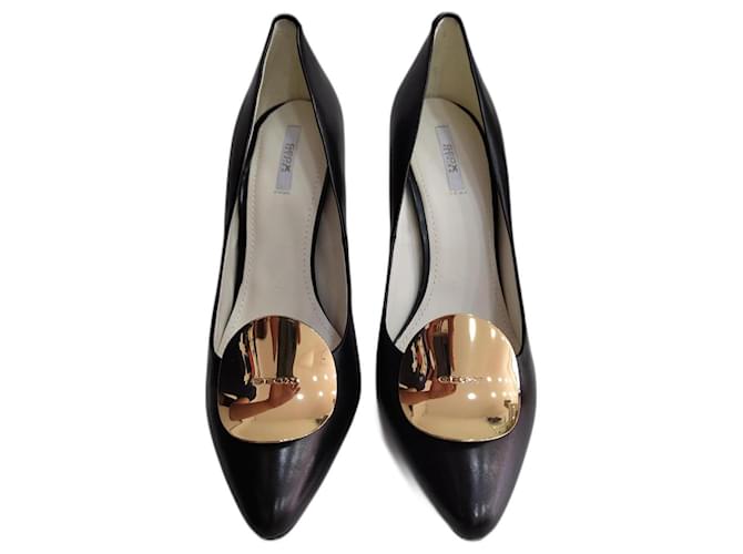 Geox Heels Black Golden Leather ref.1341003 - Joli Closet