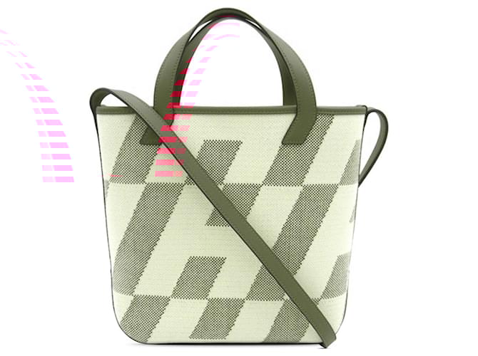 Hermès Hermes Pink Cabas H en Biais 27 Beige Pony-style calfskin Cloth ...