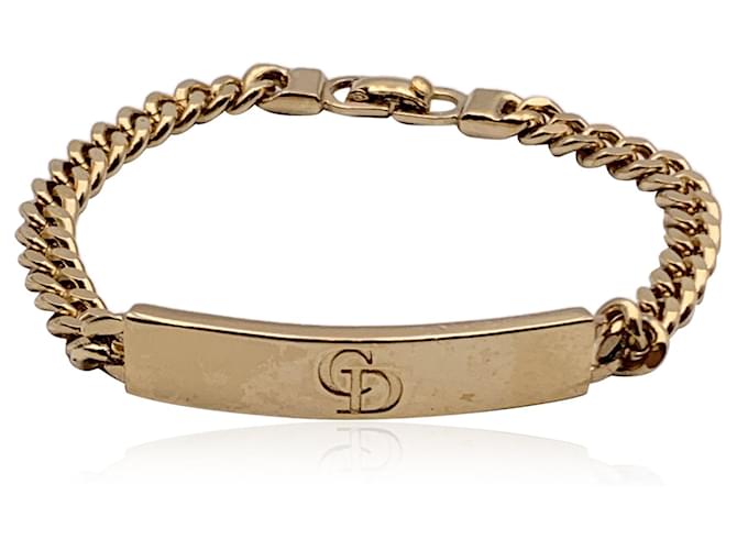 Christian Dior Vintage CD Logo Gold Metal Chain Link Logo Bracelet ...