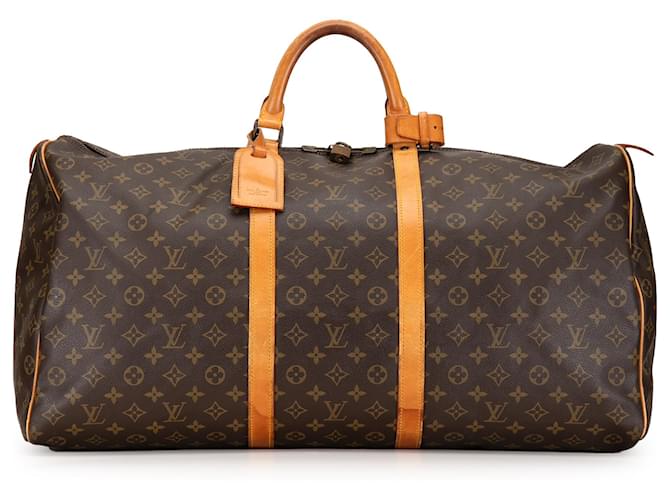 Louis Vuitton Brown Monogram Keepall 60 Leather Cloth ref.1348251 - Joli Closet