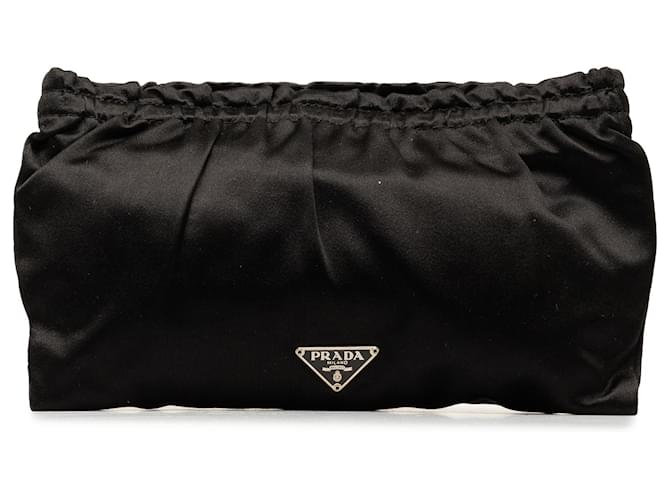 Prada Black Gathered Satin Pouch Cloth ref.1350031 - Joli Closet