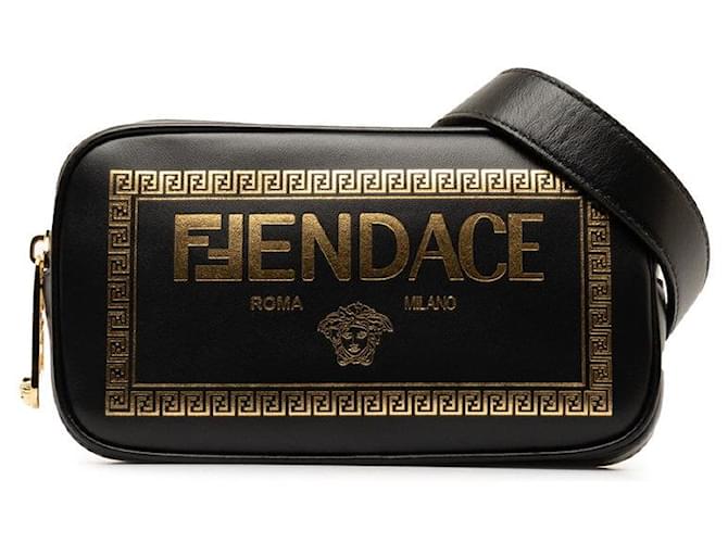 Fendi Fendace Leather Shoulder Bag 7M0285 Black ref.1351691 - Joli Closet