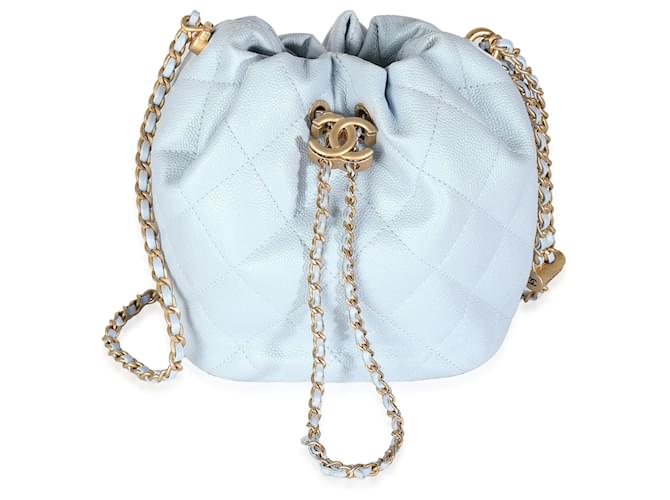 Chanel Light Blue Iridescent Quilted Caviar My Perfect CC Drawstring ...