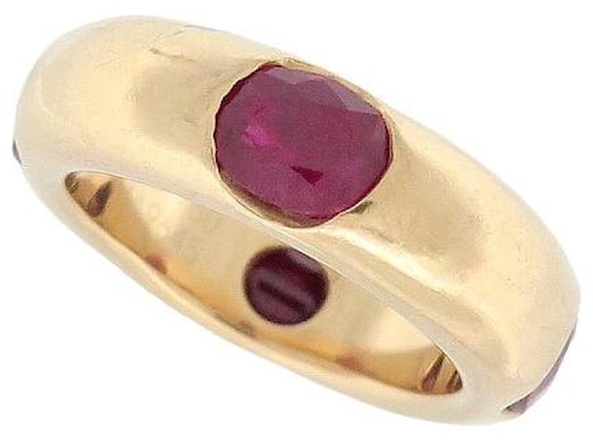 VINTAGE FRED RING SET WITH 4 ruby 53 2.6yellow gold ct 18K 13.6GR ...