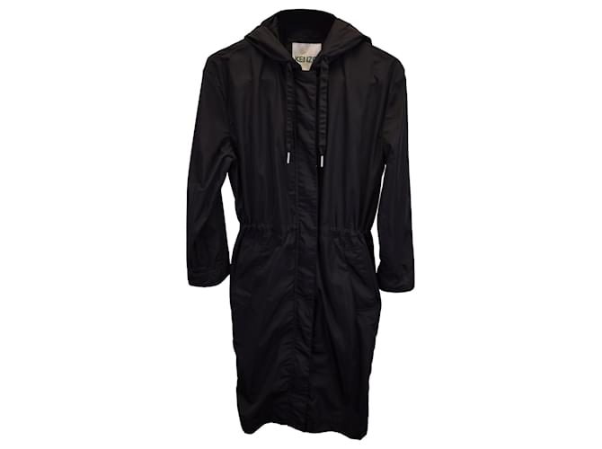 Kenzo Longline Hooded Raincoat in Black Polyester ref.1365503 - Joli Closet