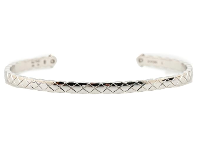 Chanel Silver 18K White Gold Diamond Coco Crush Bangle Silvery Metal ...