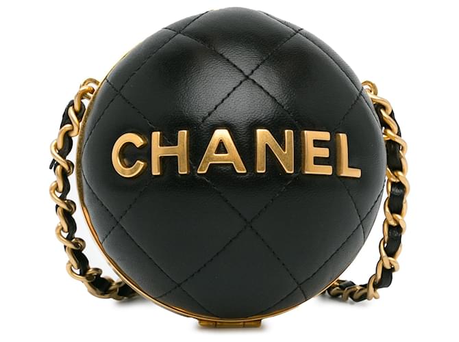 Chanel Black Sphere Minaudiere Bag Leather ref.1376184 - Joli Closet