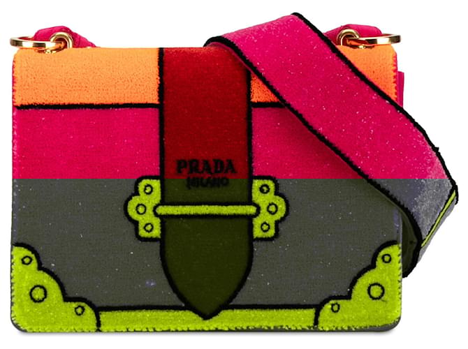 Prada Pink Velluto Ricamo Trompe L'oeil Cahier Crossbody Velvet Cloth ...