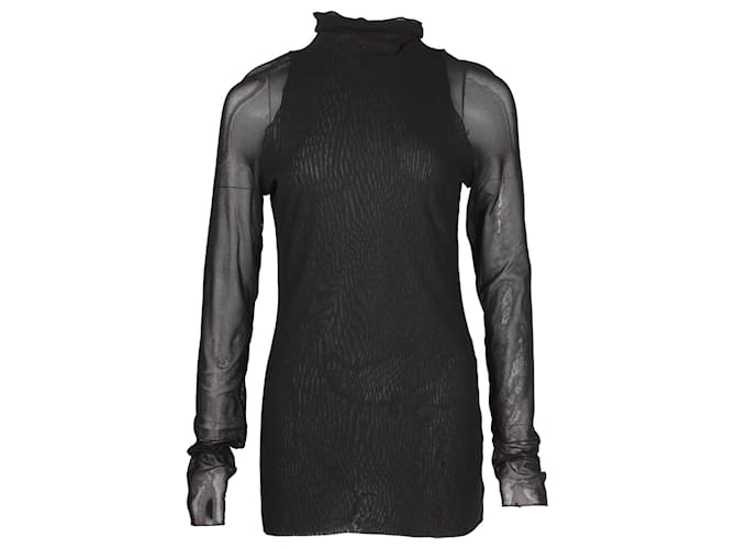 Max Mara Leisure Vales Sheer Turtleneck Top in Black Polyamide Nylon ...