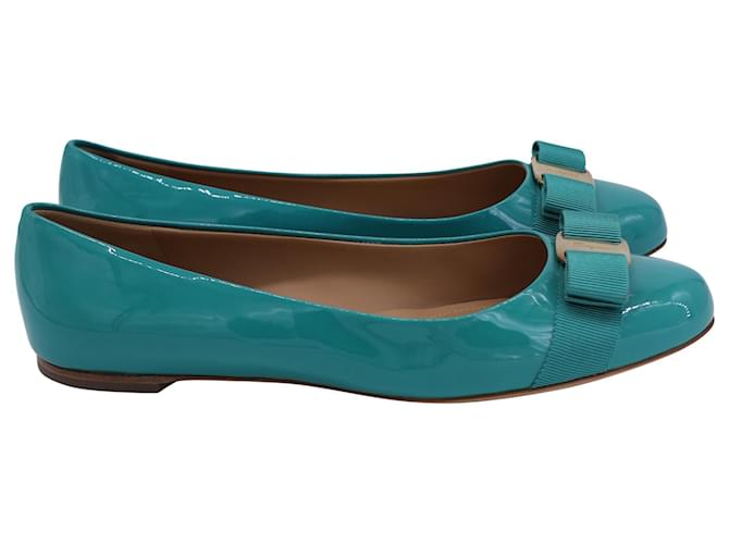 Salvatore Ferragamo Ferragamo Varina Ballet Flats in Turquoise Patent ...