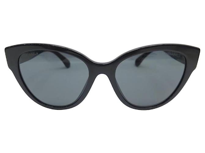 CHANEL BUTTERFLY SUNGLASSES 5477 HEART LOGO CC BLACK SUNGLASSES Plastic ...