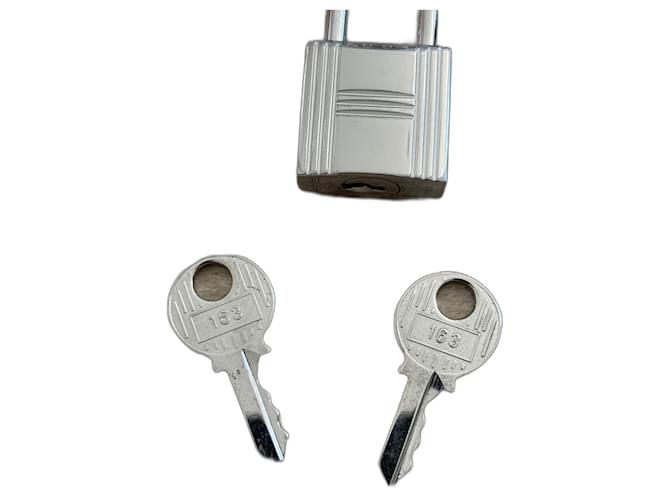 Hermès padlock new palladium 2 keys 163 Silver hardware Steel ref ...