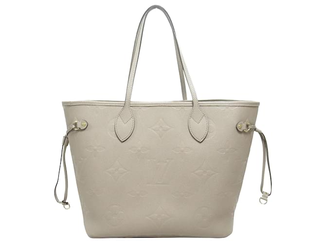 Louis Vuitton White Monogram Giant Empreinte Neverfull MM Cream Leather ...