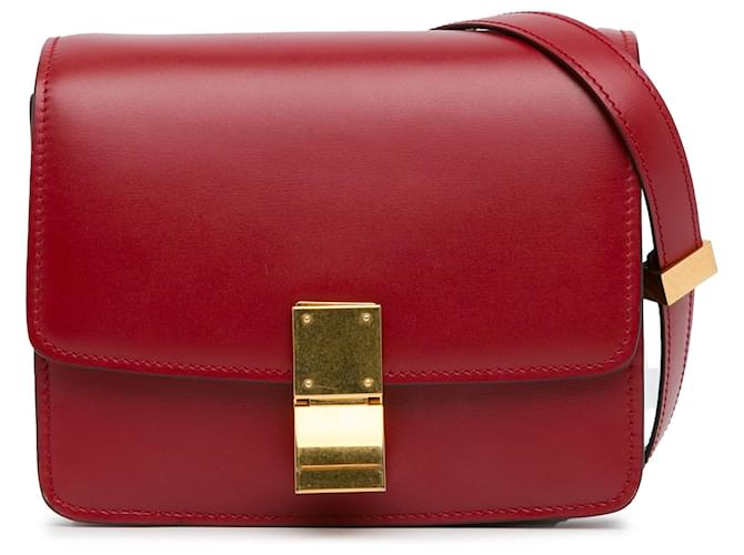 Céline Celine Red Small Classic Box Leather Pony-style calfskin ref ...