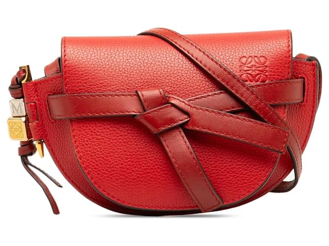 Red LOEWE Mini Leather Gate Bag ref.1387381 - Joli Closet