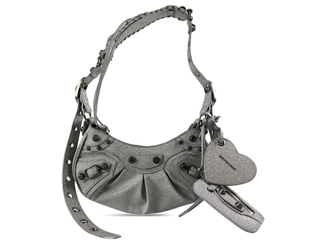 Gray Balenciaga Sparkling Fabric Le Cagole XS Crossbody Bag Cloth ref ...