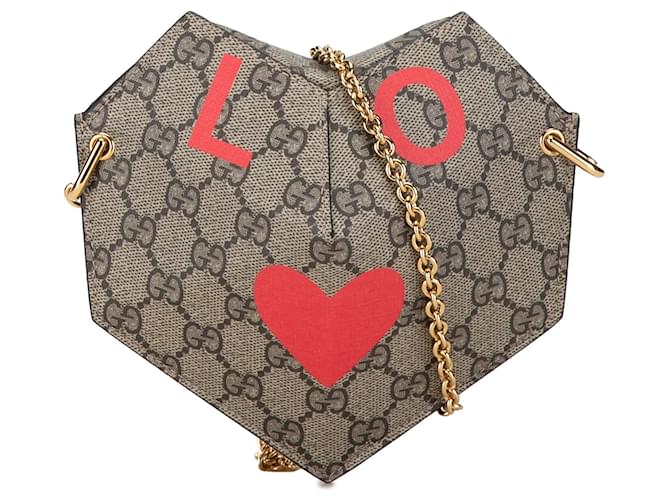 Brown Gucci GG Supreme Heart Love on Chain Crossbody Bag (Sold) - Joli ...