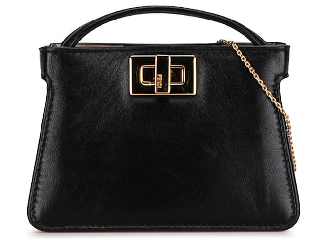 Black Fendi Pico Peekaboo Charm Satchel Leather ref.1392147 - Joli Closet