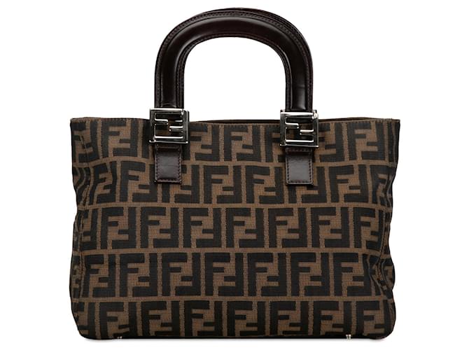 Brown Fendi Zucca Twins Handbag Leather ref.1392338 - Joli Closet