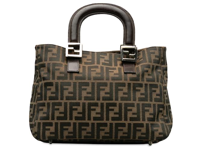 Brown Fendi Zucca Twins Handbag Leather ref.1392790 - Joli Closet
