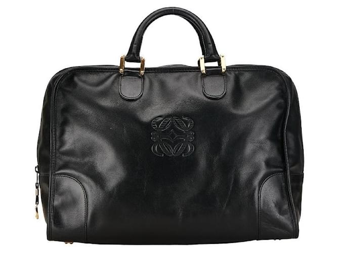 Loewe Amazona Leather Boston Bag Handbag in Very Good Condition Black ...