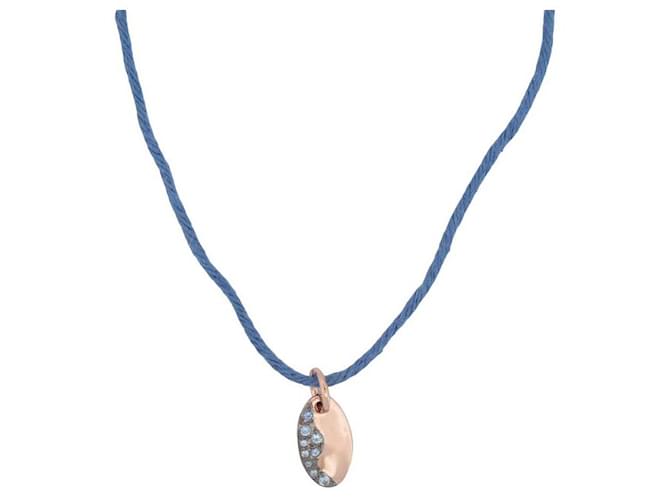 NEW DODO POMELLATO PRECIOUS TAG PENDANT ON ROSE GOLD CORD 18K NECKLACE Golden Pink gold ref ...