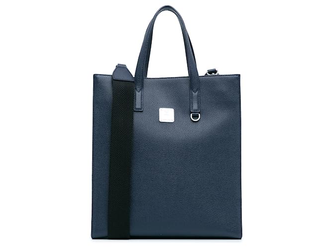 MCM Blue Logo Leather Satchel Dark blue Pony-style calfskin ref.1407704 ...