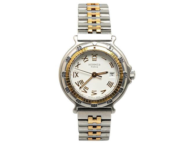 Silver Hermès Quartz Stainless Steel Captain Nemo Watch Silvery ref ...