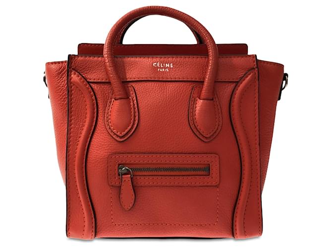 Céline Red Celine Nano Luggage Tote Satchel Leather ref.1410600 - Joli ...