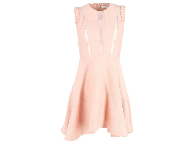 Sandro Enrika Lace-Insert Mini Dress In Pink Viscose Brown Cellulose ...