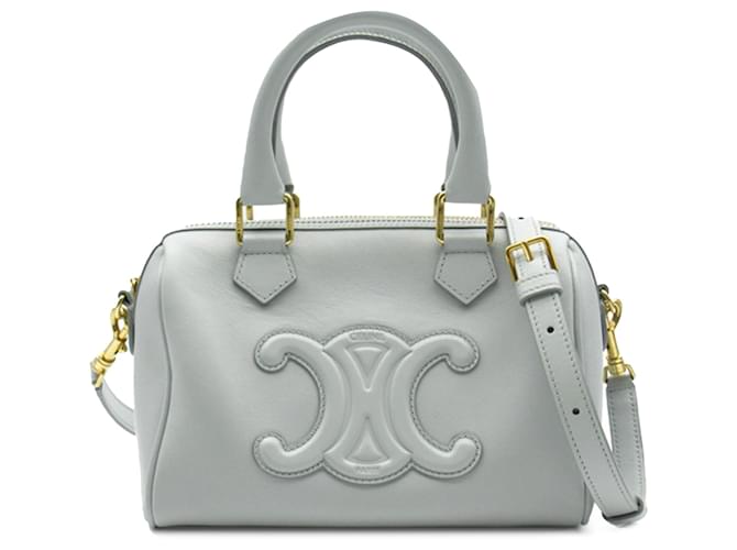 Céline Celine Gray Small calf leather Triomphe Satchel Grey Pony-style ...