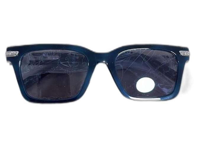 Berluti Radiant sunglasses in blue acetate with writing on the lenses ...