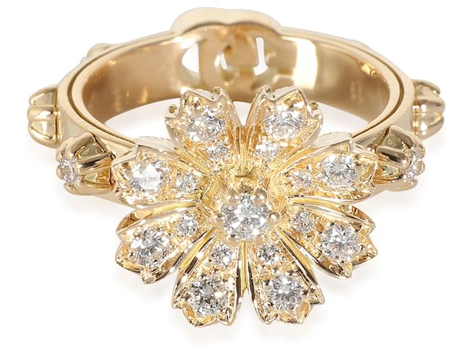 Gucci Flora Ring with Diamonds in 18k yellow gold 0.63 ctw ref.1415518 ...