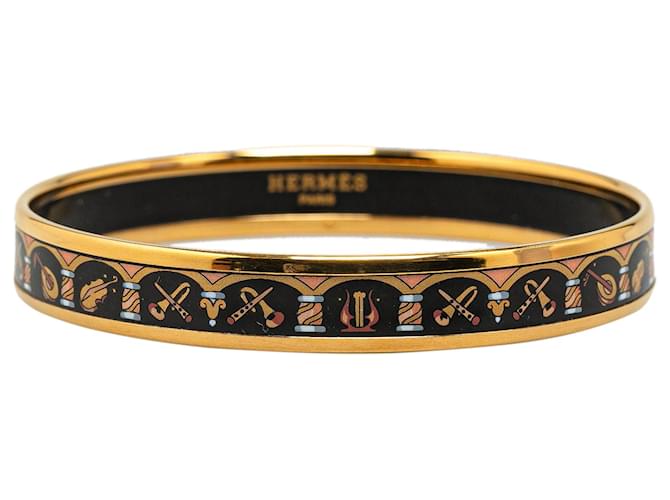 Hermès Black Narrow Musical Instruments Enamel Bangle 65 Gold-plated ...
