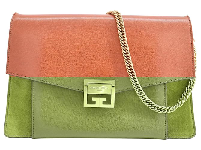 Givenchy GV3 Flap Bag Medium in Brown Leather Red ref.1417583 - Joli Closet