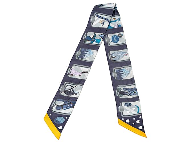 Hermès Blue Story Marine Twilly Silk Scarf (Sold) - Joli Closet